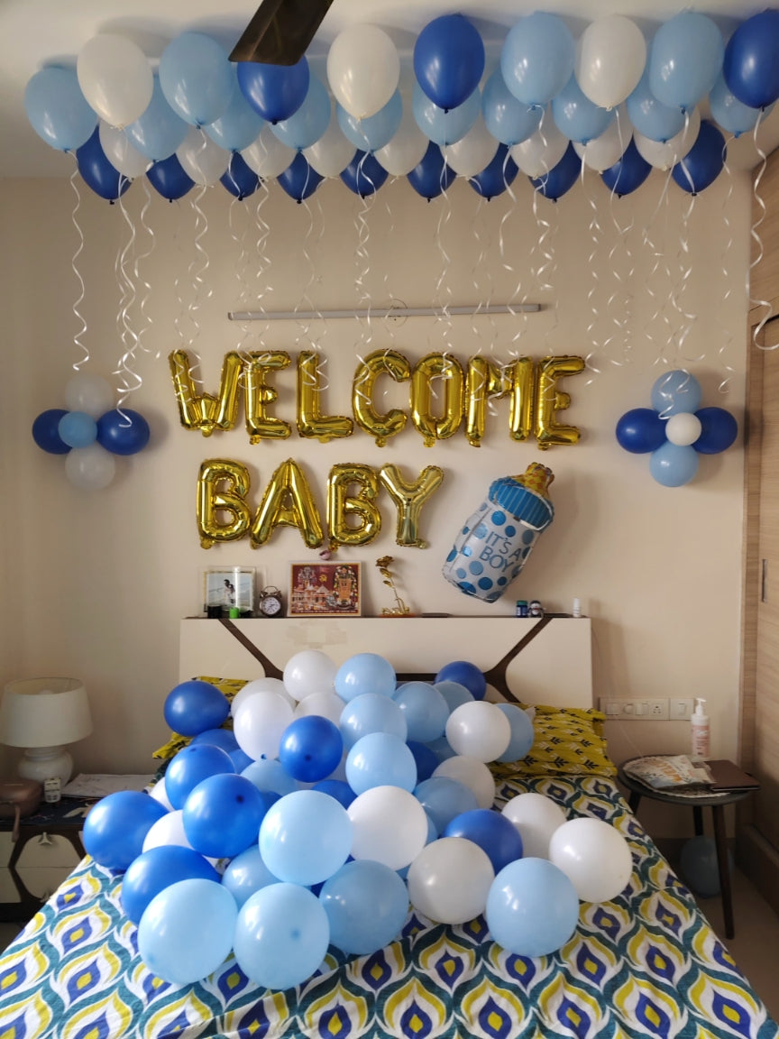 Welcome Baby Boy Balloon Decoration for Room – Theballoonwala